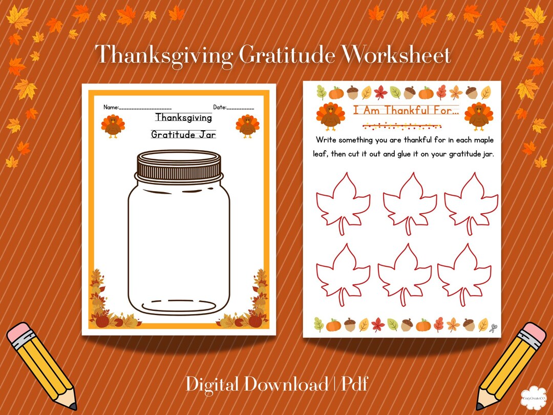 Thanksgiving Gratitude Jar Printable | Kids Thankful Activity (PDF) - Etsy