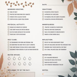Daily Wellness Checklist | Cozy Self-care Routine Printable | Gratitude ...