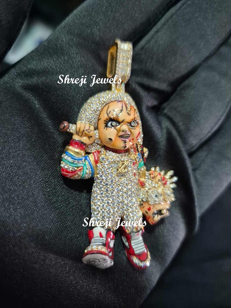 Buy Chucky Pendant VVS Moissanite, 925 Silver Hip Hop Jewelry 10K Rose ...