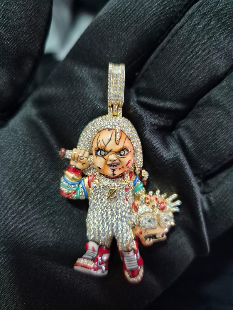 Buy Chucky Pendant VVS Moissanite, 925 Silver Hip Hop Jewelry 10K Rose ...