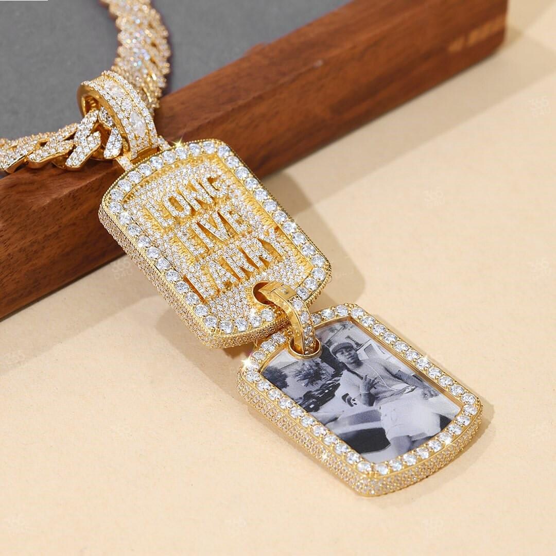Iced Out Photo With Letter Pendant, VVS Moissanite Diamond Jewelry, Hip ...