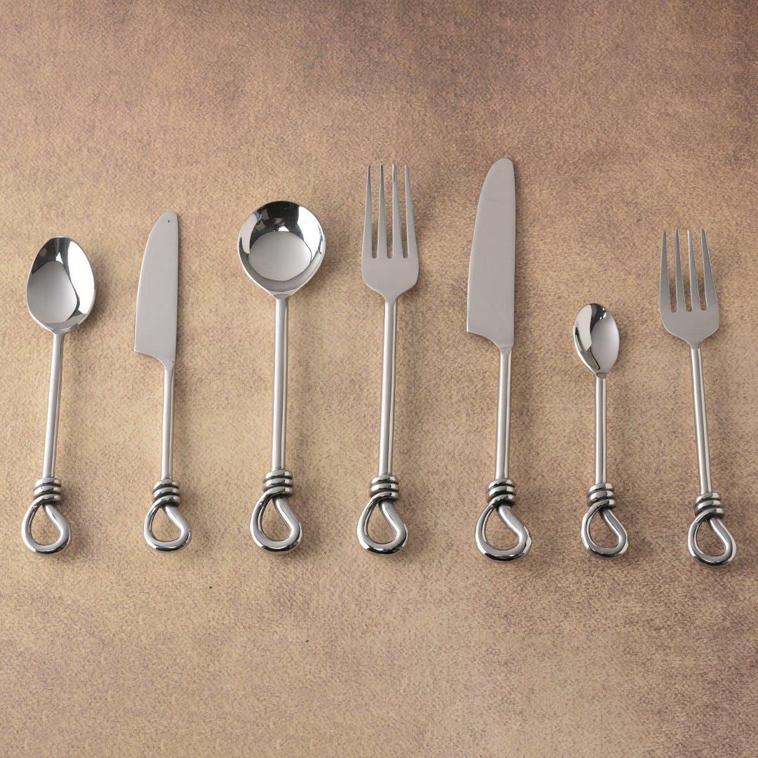 Gilded Helical Polished Cutlery 7 Pcs. Set - Etsy