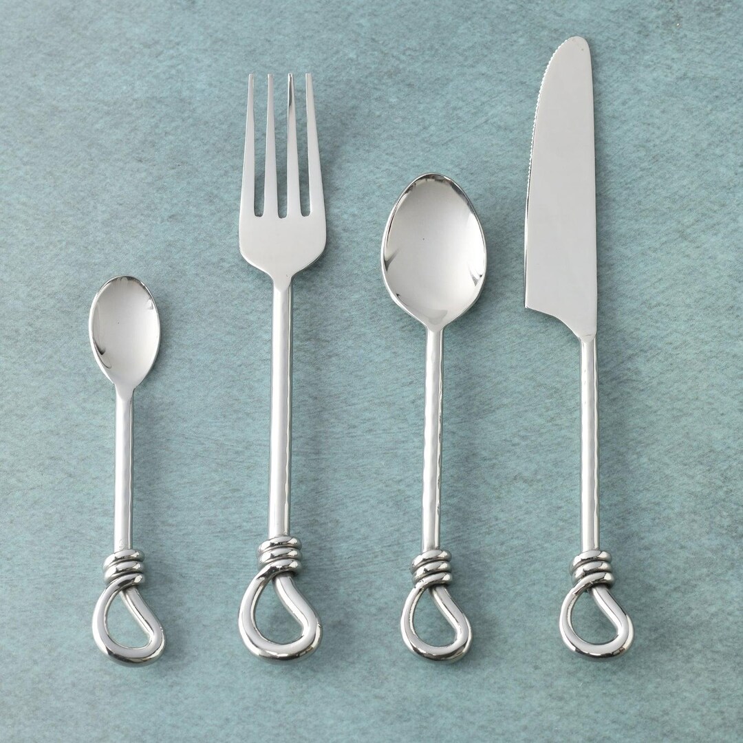 Gilded Helical Hammered Cutlery 4 Pcs. Set - Etsy
