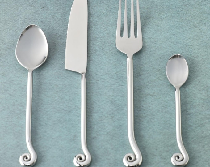 Vintage Cutlery Set With Spiral Handle | 4-piece Stainless Steel ...