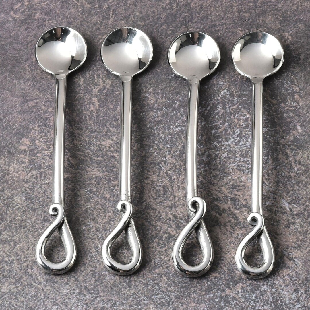 Twirl Polished Salt Spoon 4 Pcs. Set - Etsy
