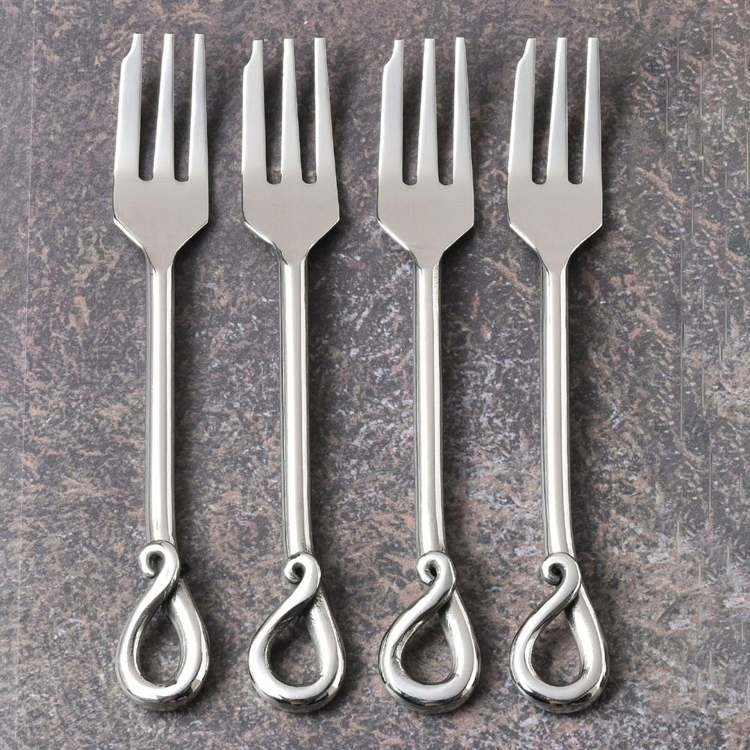 Twirl Polished Cake Fork Set – 4 Piece Stainless Steel Dessert Forks - Etsy
