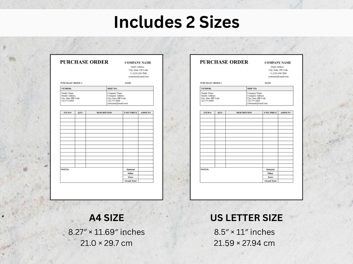 Purchase Order Template | Printable PO Form for Small Business ...