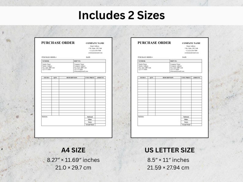 Purchase Order Template | Printable PO Form for Small Business ...