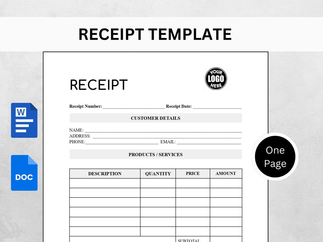 Editable Sales Receipt Template | Printable Small Business Customer ...