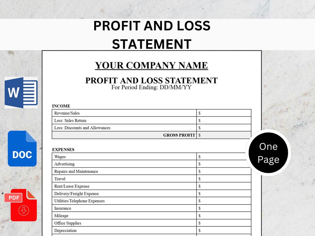 Profit and Loss Statement Template | Small Business Income & Expense ...