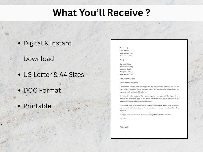Professional Resignation Letter Template | Editable Google Docs & Word ...