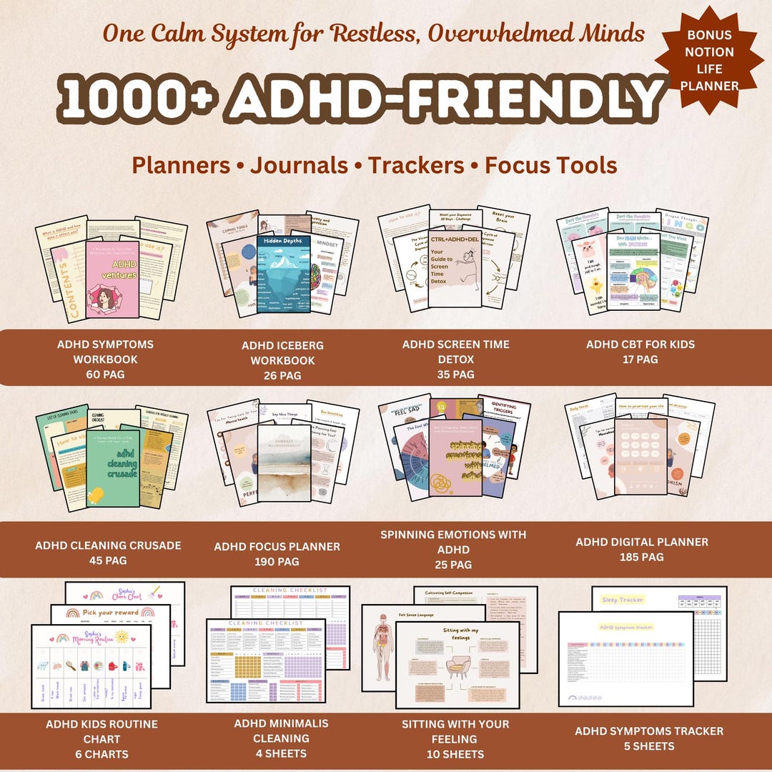 1000+ ADHD Mega Bundle | All-in-one ADHD Planners, Cleaning Tools ...