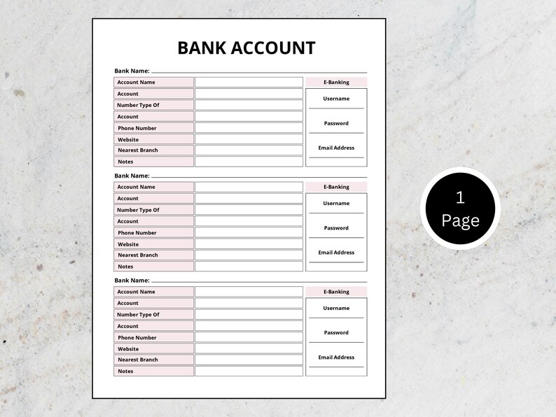 Bank Account Tracker Printable PDF | Savings & Income Log | Finance ...