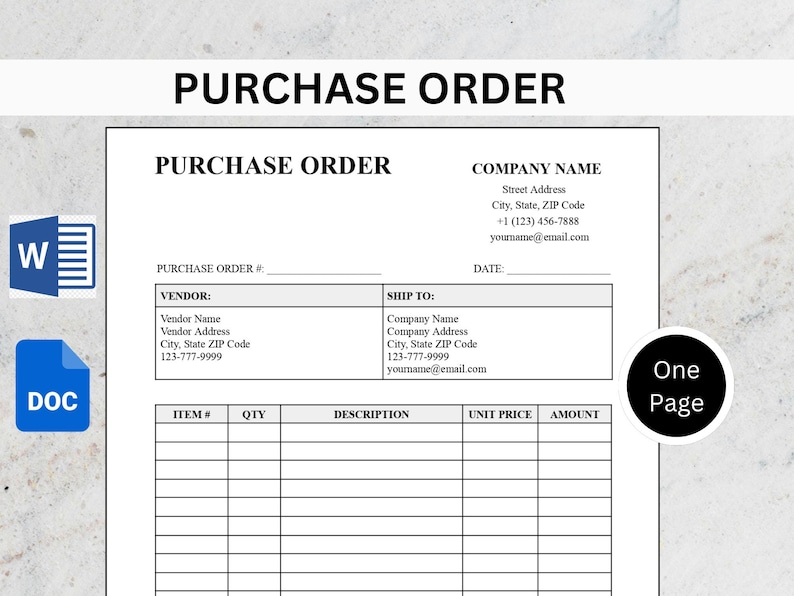 Purchase Order Template | Printable PO Form for Small Business ...