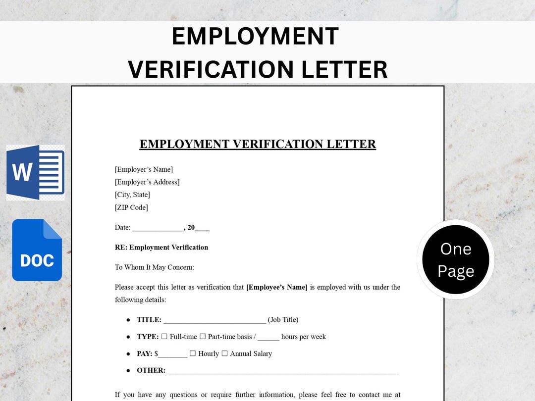 Employment Verification Letter Template | Editable Job Verification ...