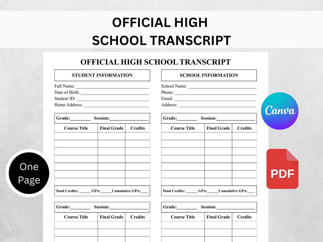 Editable Homeschool Transcript Template | High School Transcript Canva ...