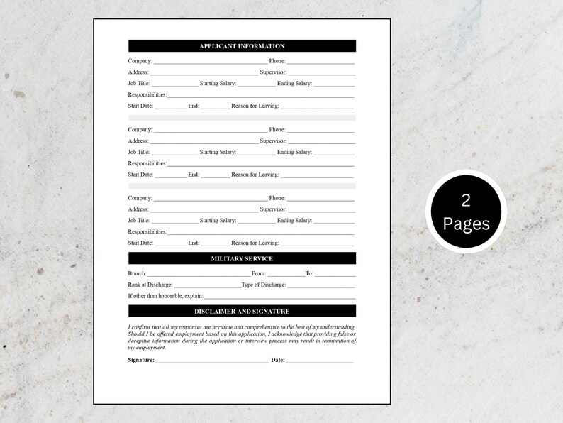 Small Business Hiring Form Template, Printable Employment Document ...