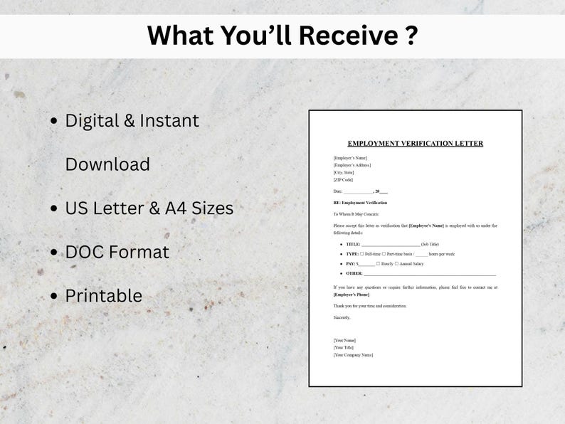 Employment Verification Letter Template | Editable Job Verification ...