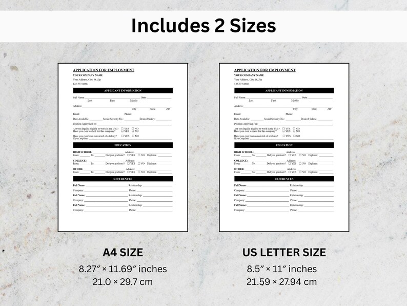 Small Business Hiring Form Template, Printable Employment Document ...