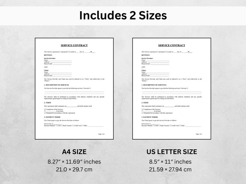 Editable Service Contract & Agreement Template | Docs, Word, PDF - Etsy