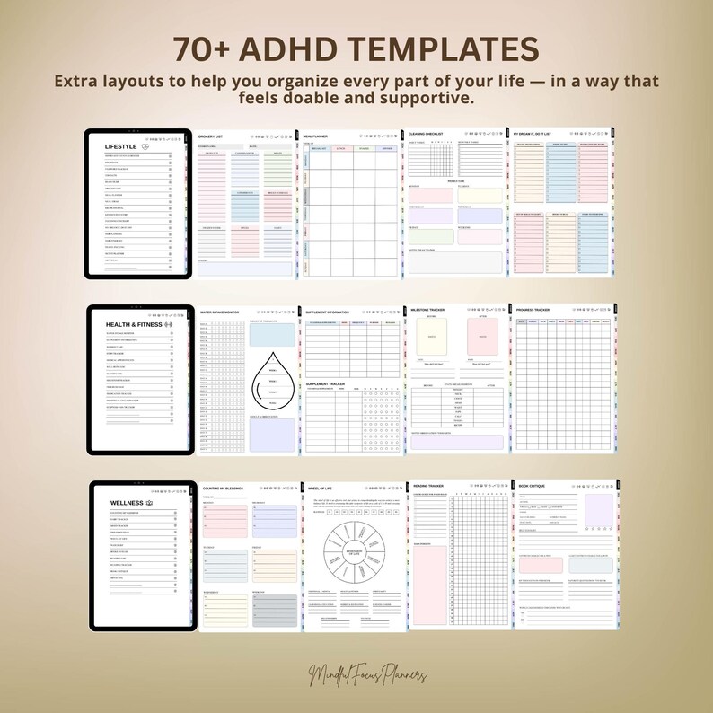ADHD Digital Planner 2026 | Hyperlinked Planner for Focus & Executive ...