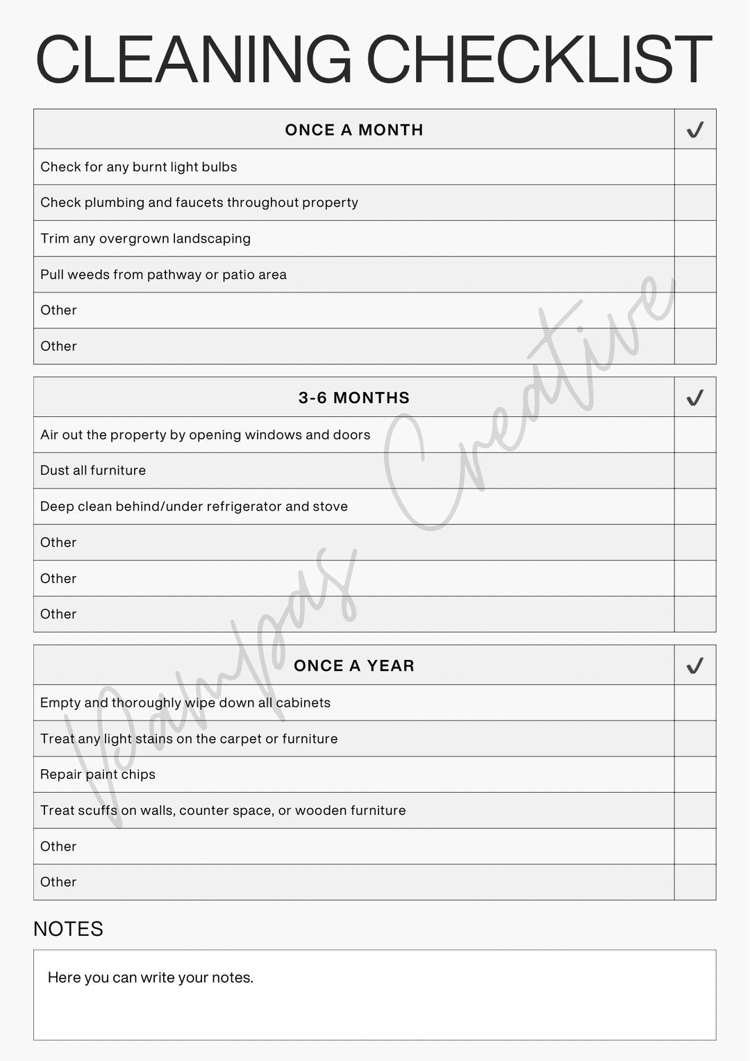 Weekly Cleaning Checklist Printable PDF | Airbnb Cleaning Schedule ...