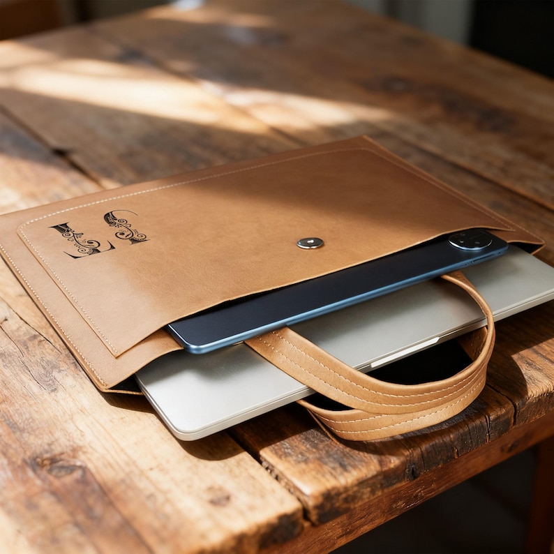 Custom Leather Folder With Handle, Personalized A4 Document Case ...