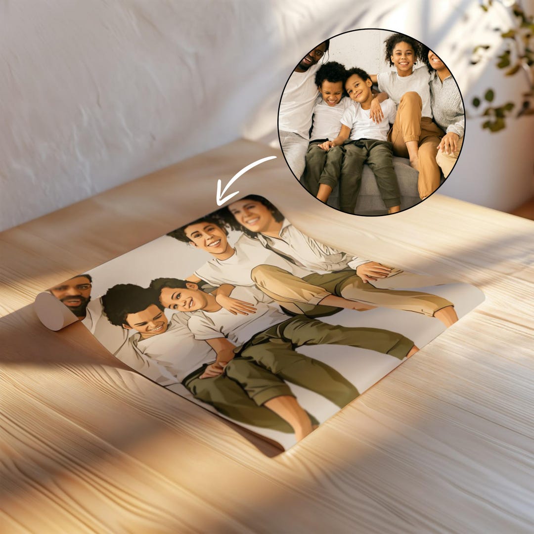 Personalized Family Illustration, Custom Faceless Portrait From Photo ...