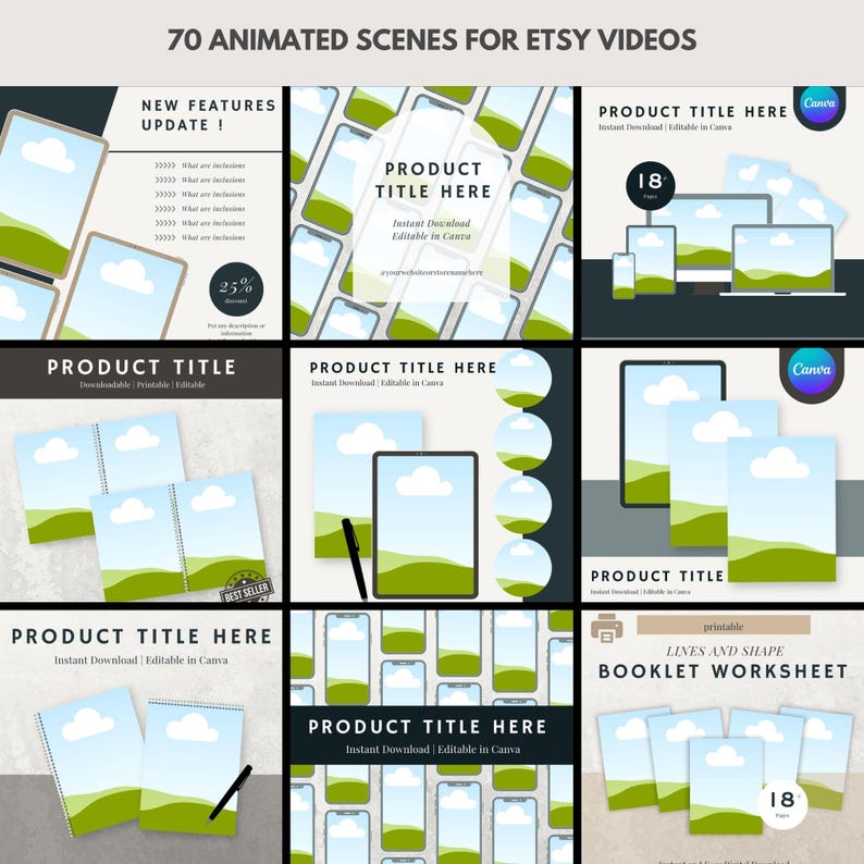 Canva Mockup Bundle | 600+ Digital Product Mockups, Banners, Scenes ...