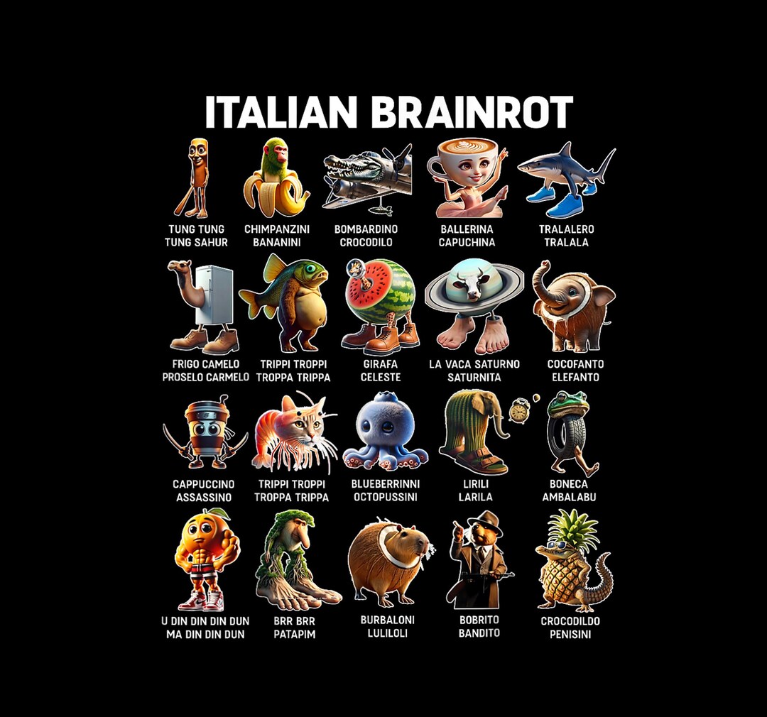 Italian Brainrot Meme Png, Funny Character Chart Design, Trendy Tiktok ...