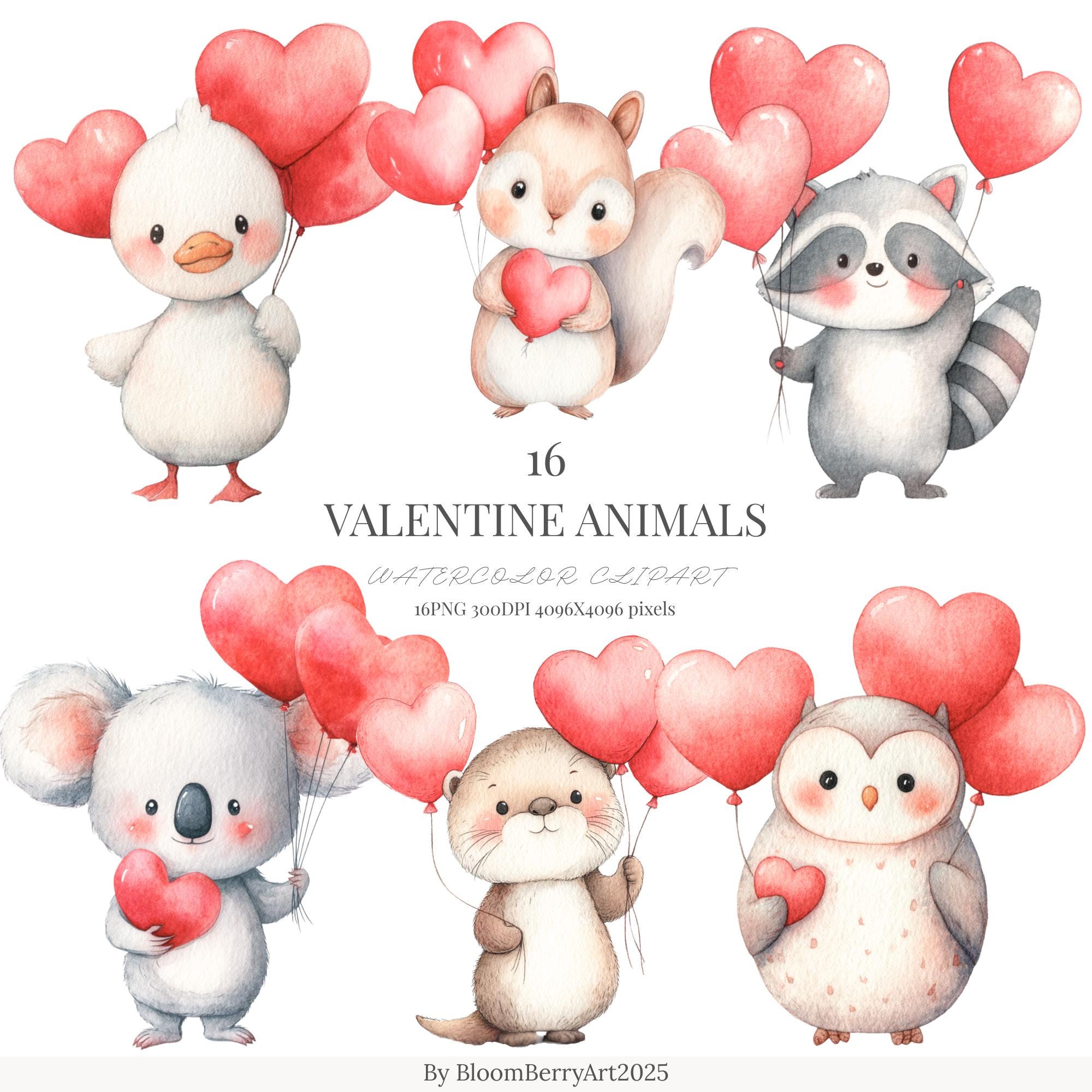 Valentine Baby Animals Clipart – Cute Woodland & Forest Animals PNG ...