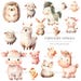 Cute Farm Baby Animals Clipart Watercolor Barnyard Baby Cow Pig Lamb ...