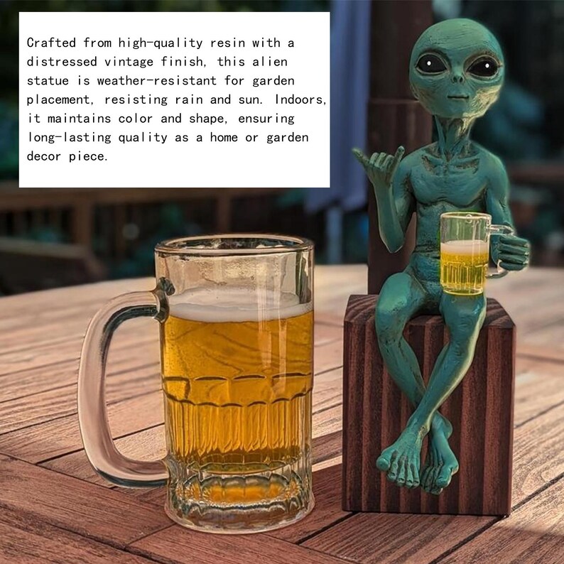 Alien With Beer Figurine Invasion 'party Alien' Male Hang Loose Beer ...