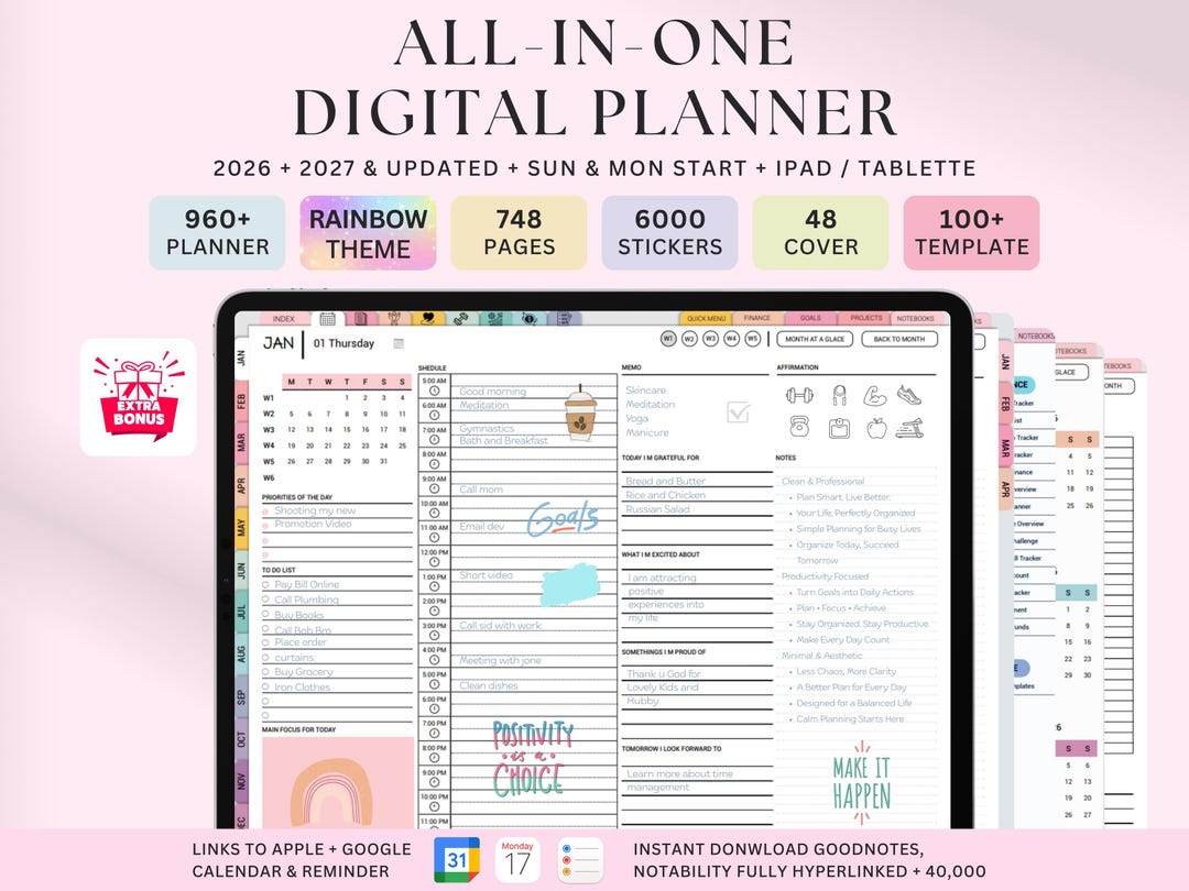 Agenda numérique tout-en-un 2026, 2027, Agenda numérique, journal ...