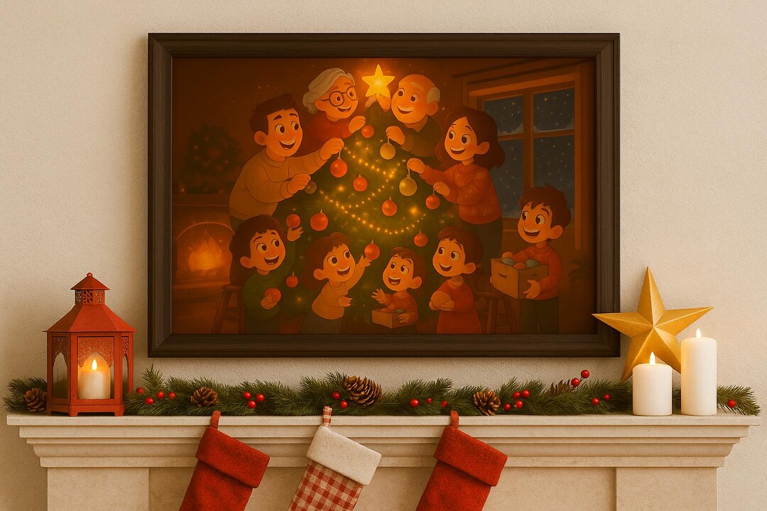 Animated Family Decorating the Giant Christmas Tree – Cozy ...
