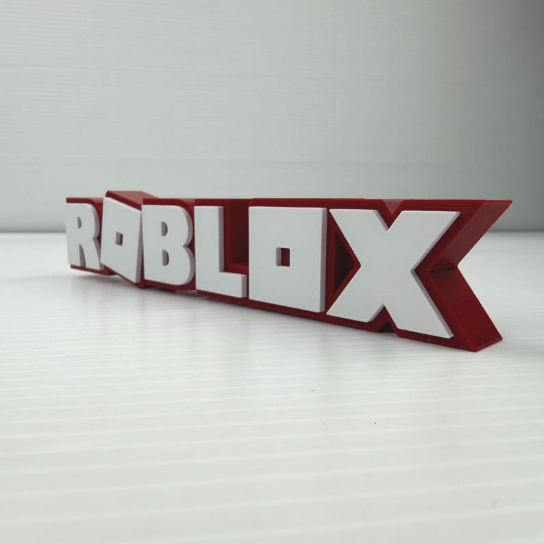 3D Printed Roblox-inspired Logo Sign Red and White Gaming Desk Decor ...