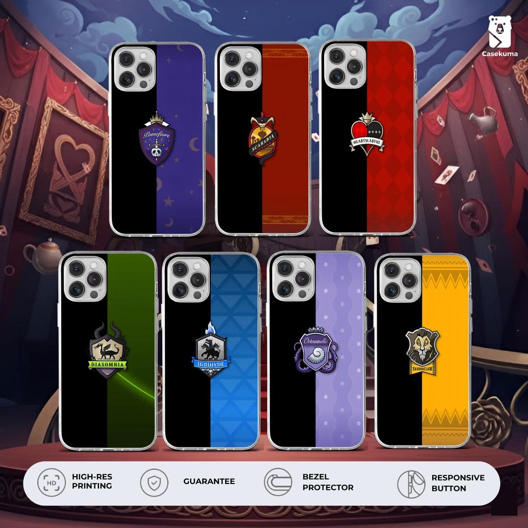 Twisted Twst Night Raven Academy Phone Case All Dorms Emblem Pattern ...