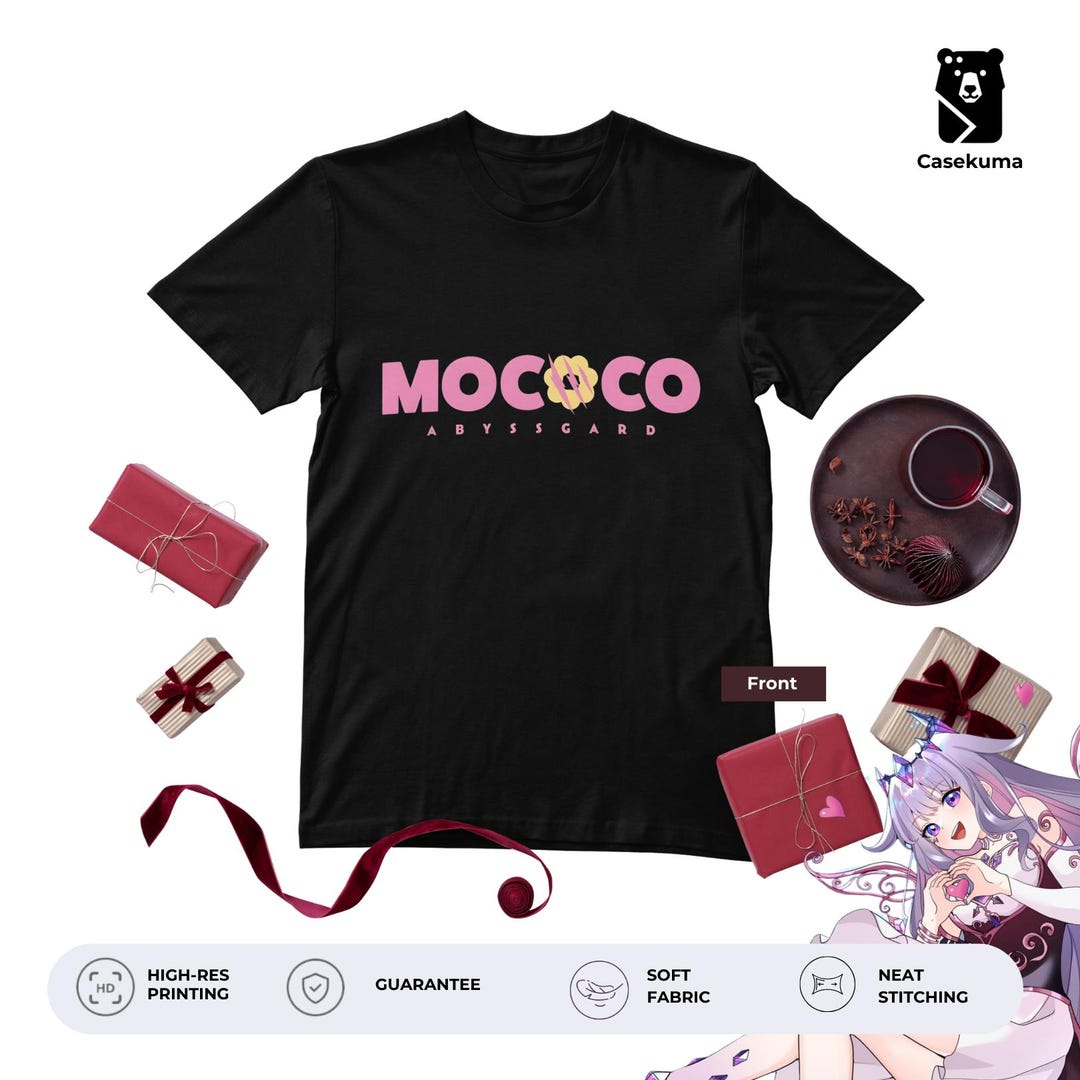 Mococo Abyssgard T-shirt | Hololive Advent Merch | Fuwamoco Pink Twin ...