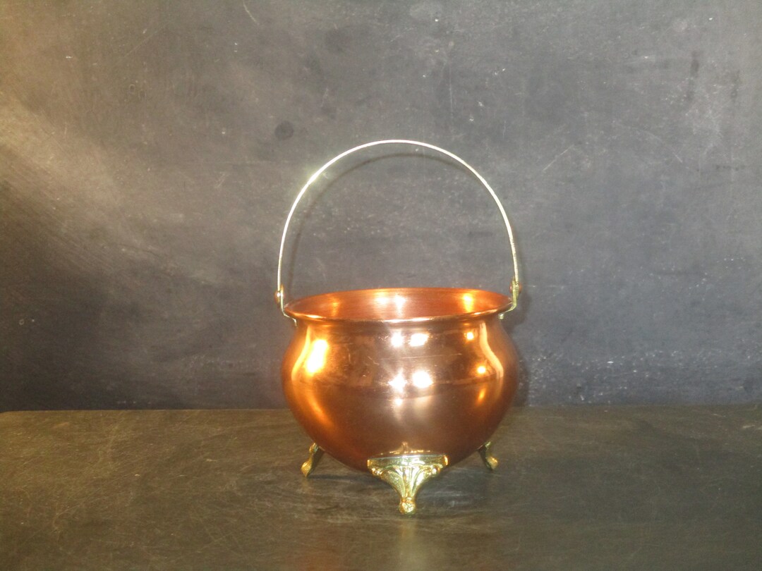 Small Vintage Copper Pot Pail With Brass Handle - Etsy
