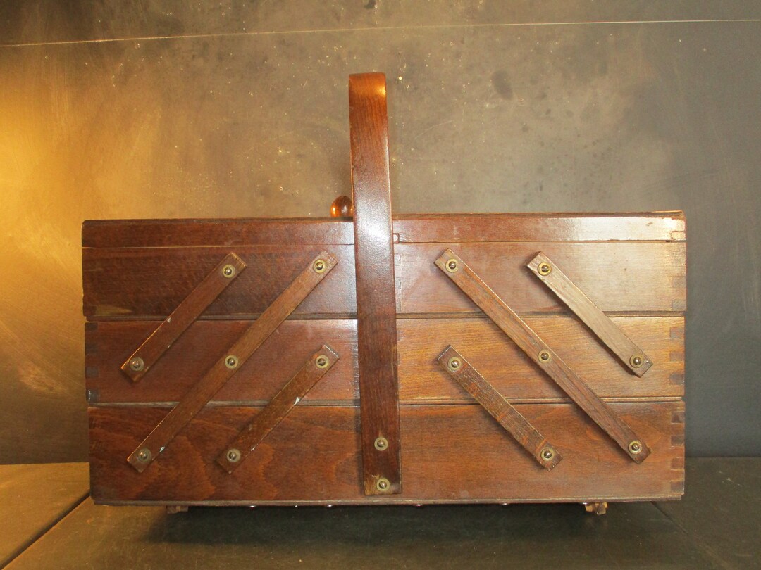 Large Vintage Accordion Sewing Box-fold Out Sewing Box - Etsy