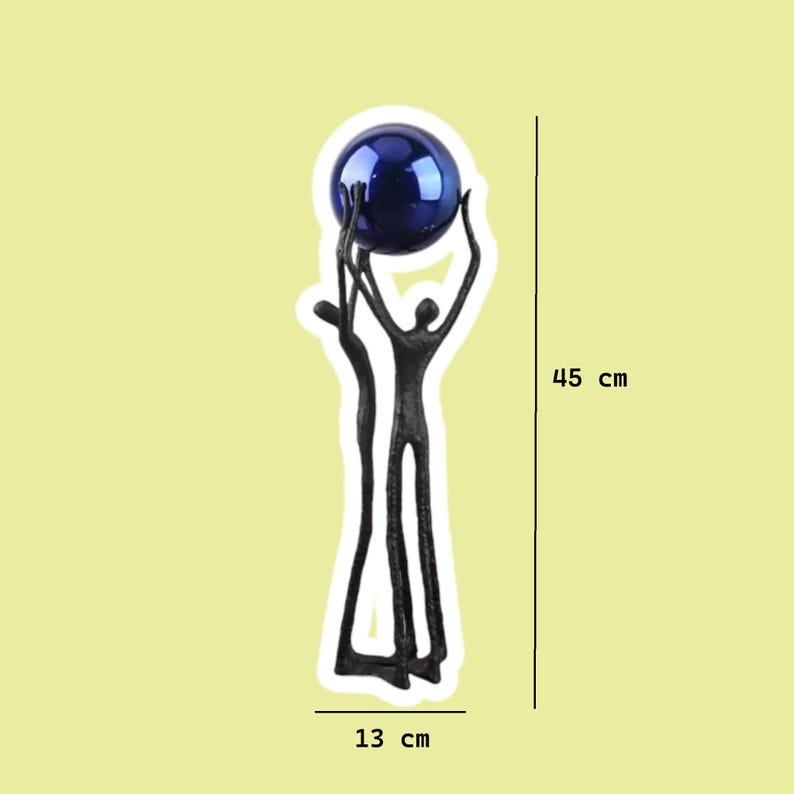 Abstract Metal Human Figure Sculpture With Golden Sphere | Modern Cast ...
