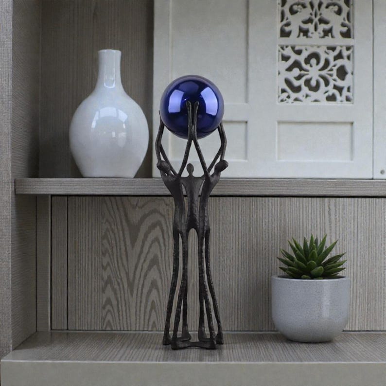 Abstract Metal Sculpture | Modern Human Figure With Golden Sphere - Etsy