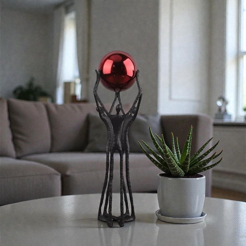 Abstract Metal Sculpture | Modern Human Figure With Golden Sphere - Etsy