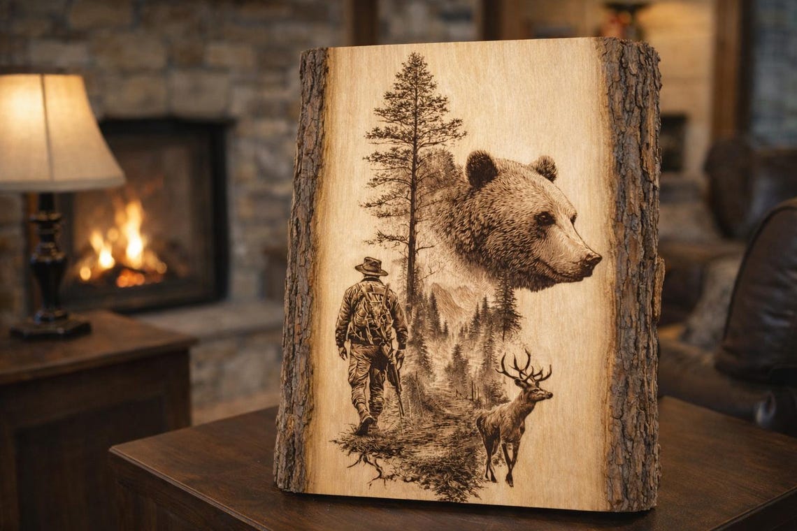 Live Edge Wood Hunter Art - Etsy