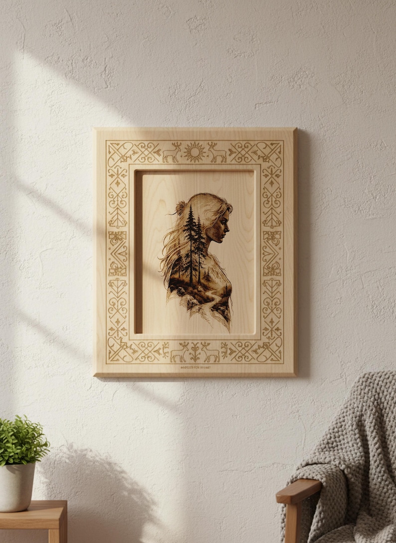 Double Exposure Woman Engraving PNG | Nature Silhouette Art ...