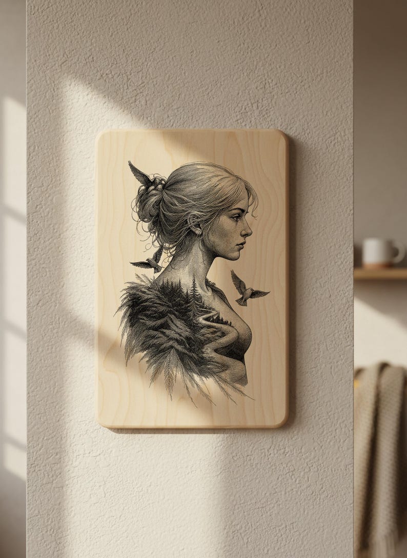 Double Exposure Woman Engraving PNG | Nature Silhouette Art ...