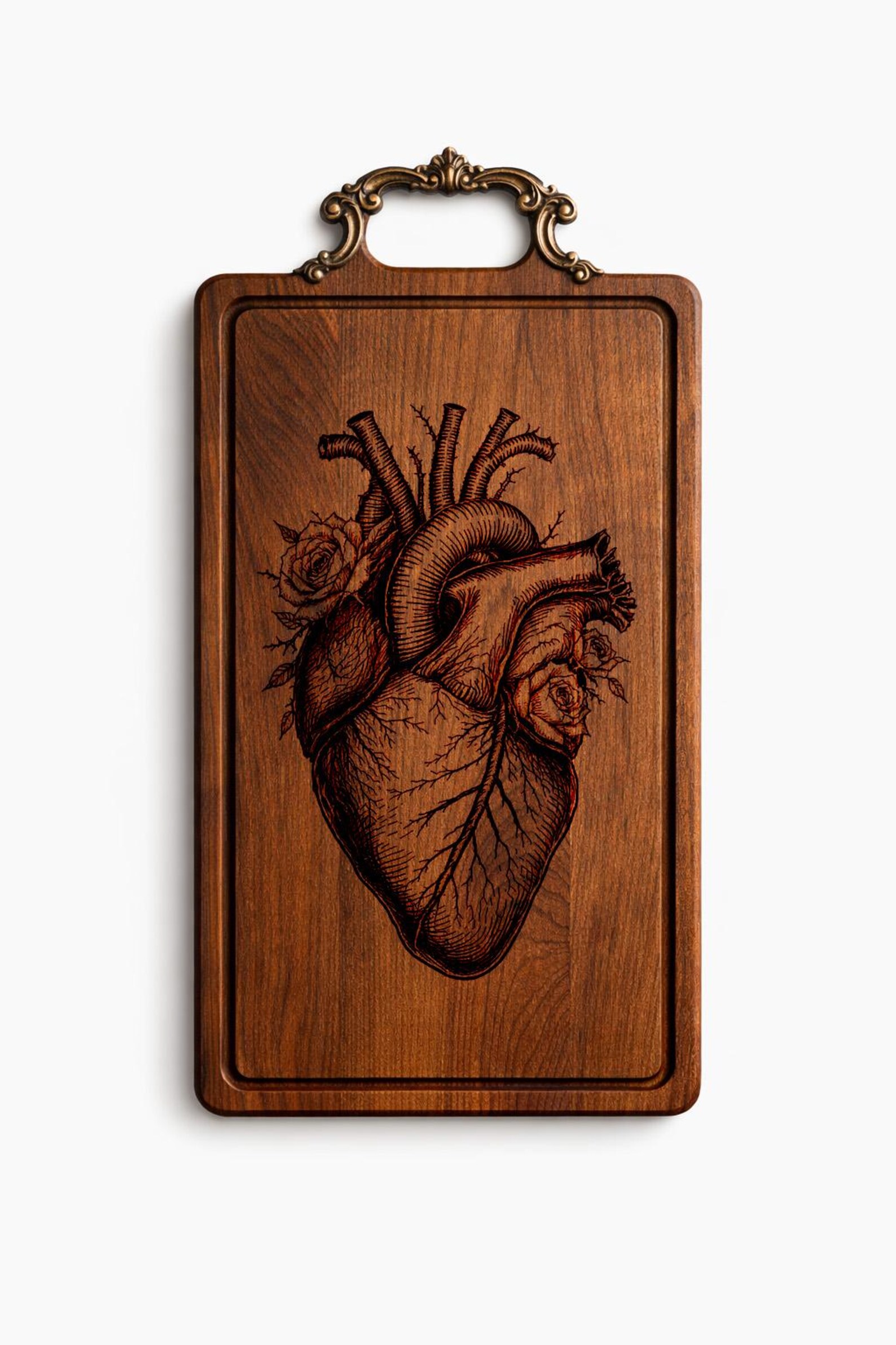 Heart Engraving With Roses Digital Files PNG | Gothic Valentine Art ...