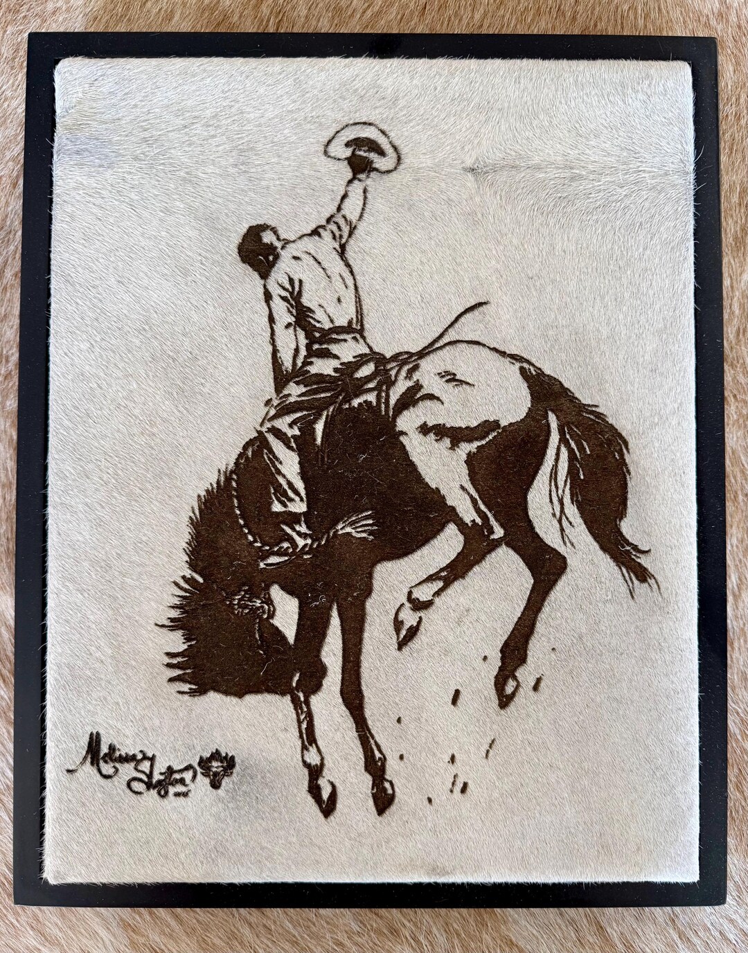Title: “whoa Boy” 11X14 Hair-on Hide Wall Art. We Can and You Personal ...