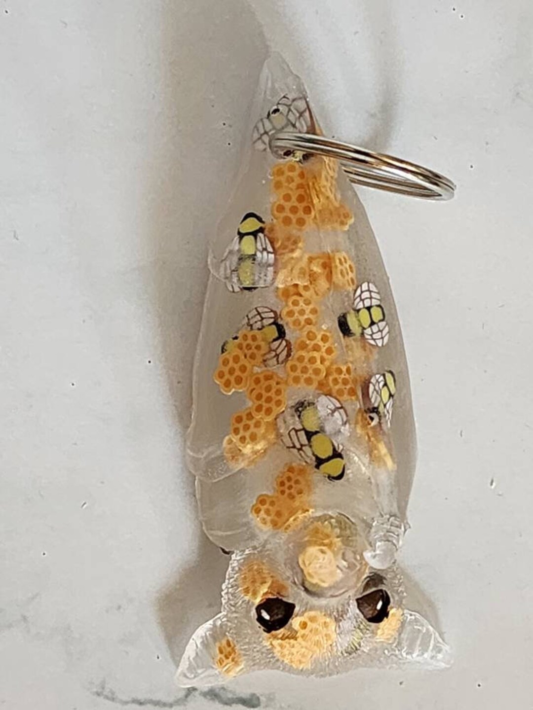 Adorable Honeycomb and Bees Resin Bat Keychain - Etsy