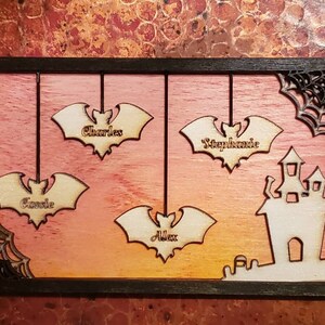 Personalized Halloween Bat Family Wood Framed Art Piece - Etsy